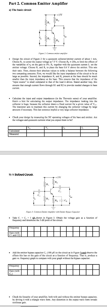 need to calculate only numeratic values part 2common emitter amplifier a the basie circuit ...