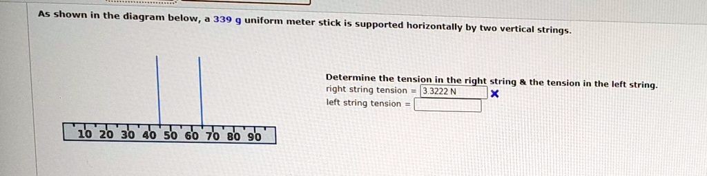 As shown in the diagram below, a 339 g uniform meter stick is supported ...
