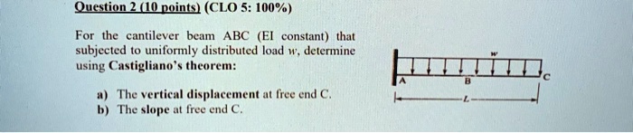 SOLVED: Question 2 10 points CLO5: 100% For the cantilever beam ABC ...