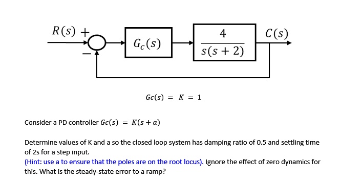 SOLVED: R(s) 4 C(s) Gc(s) s(s+2) Gc(s)=K(s+1) Consider a PD controller Gc(s)= K(s + 1) Determine ...