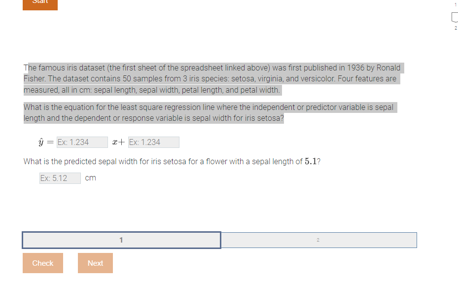Solved The Famous Iris Dataset The First Sheet Of The Spreadsheet Linked Above Was First 