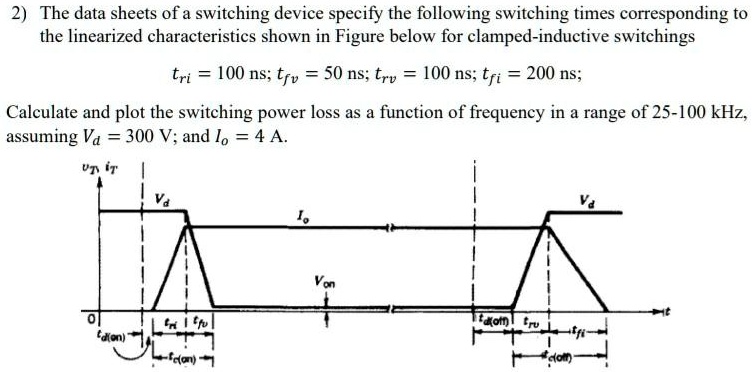 The Data Sheets Of A Switching Device Specify The Following Switching Times Corresponding To The 