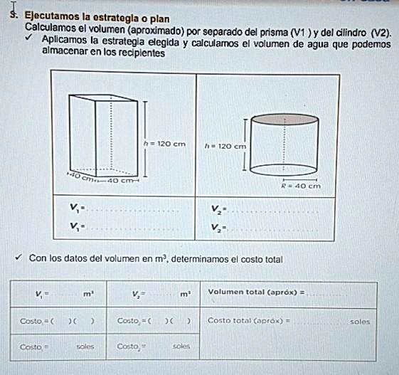 SOLVED: 3. Ejecutamos la estrategia o plan Calculamos el volumen ...