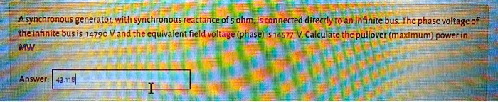 SOLVED: Is it true? An asynchronous generator, with synchronous reactance of s ohms, is ...