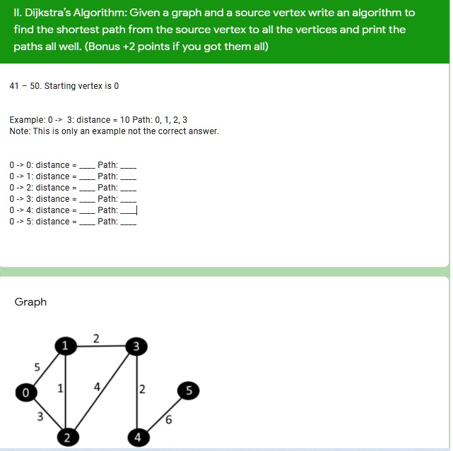 Solved Ii Dijkstra S Algorithm Given A Graph And A Source Vertex Write An Algorithm To Find 8525