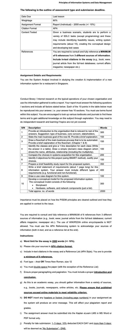 SOLVED: Principles of information Systems and Data Management The following is the outline of ...