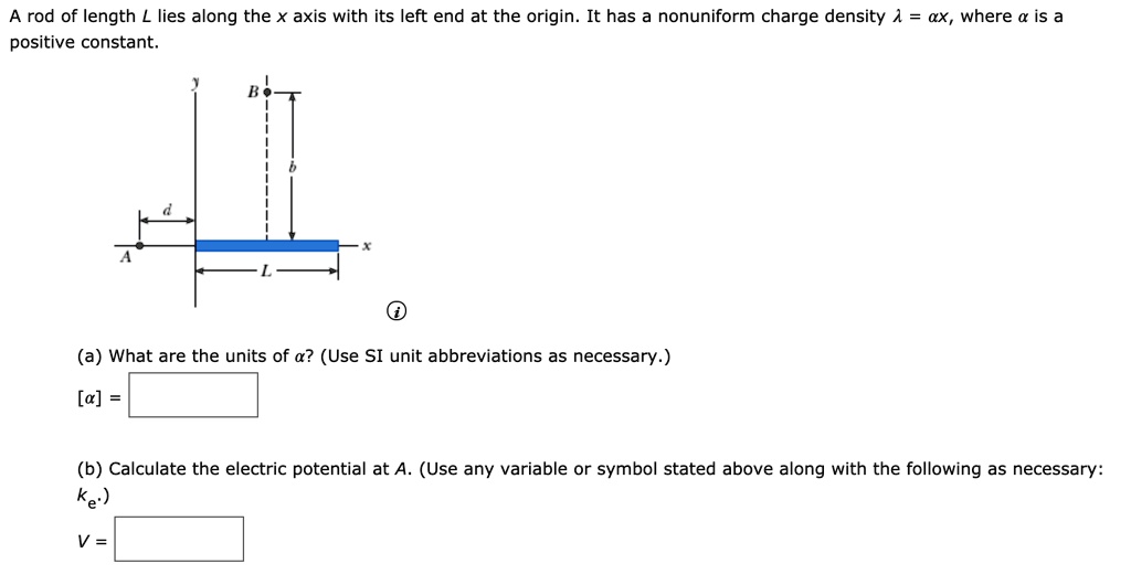 SOLVED: A rod of length L lies along the x axis with its left end at the origin. It has ...