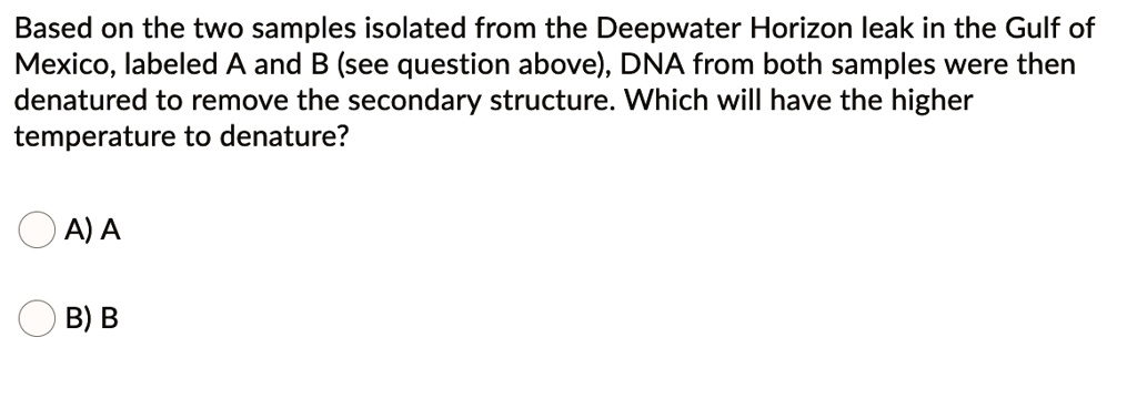SOLVED: Based on the two samples isolated from the Deepwater Horizon ...