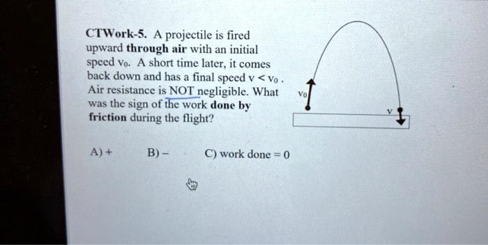 SOLVED: CTWork-5. projectile is fired upward through air with an initial speed Vo. short time ...