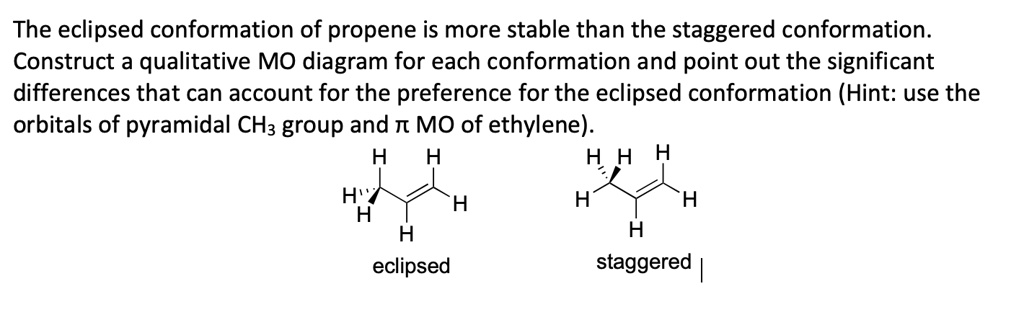 SOLVED: The eclipsed conformation of propene is more stable than the ...