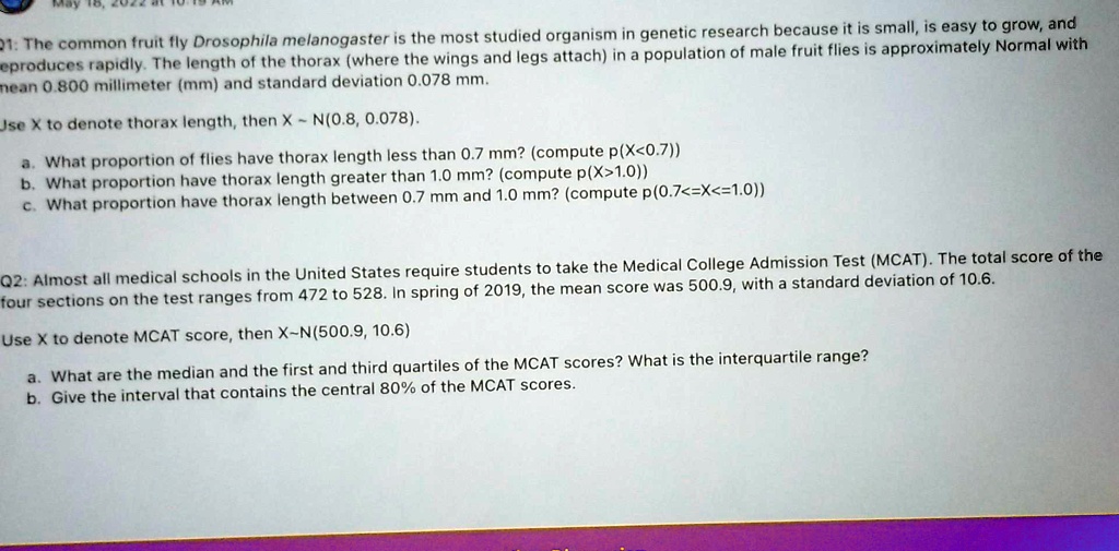 SOLVED: The common fruit fly Drosophila melanogaster is the most ...