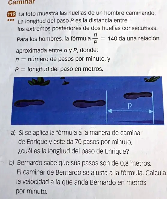 The photo shows the footprints of a man walking. The length of the step ...