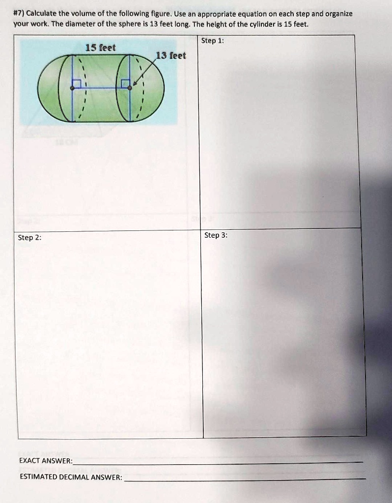 SOLVED: #7) Calculate the volume of the following figure. Use an ...