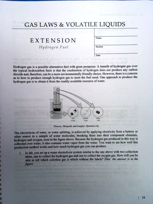 SOLVED: GAS LAWS VOLATILE LIQUIDS EXTENSION Hydrogen Fuel Hydrogen 215 ...
