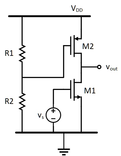 SOLVED: Consider the MOS amplifier shown in the figure below. Resistors R1 = 200Î©, R2 = 300Î ...