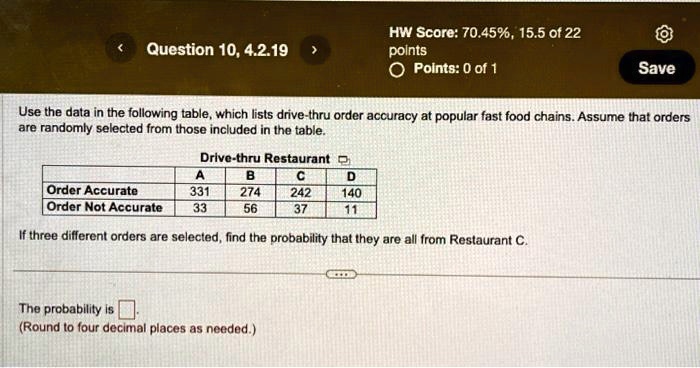 SOLVED: Texts: HW Score: 70.45%. 15.5 of 22 points. Points: 0 of 1 Question 10, 4.2.19 Save Use ...