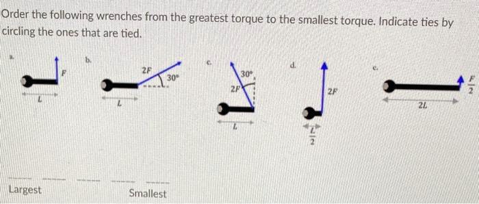 SOLVED: Order the following wrenches from the greatest torque to the ...