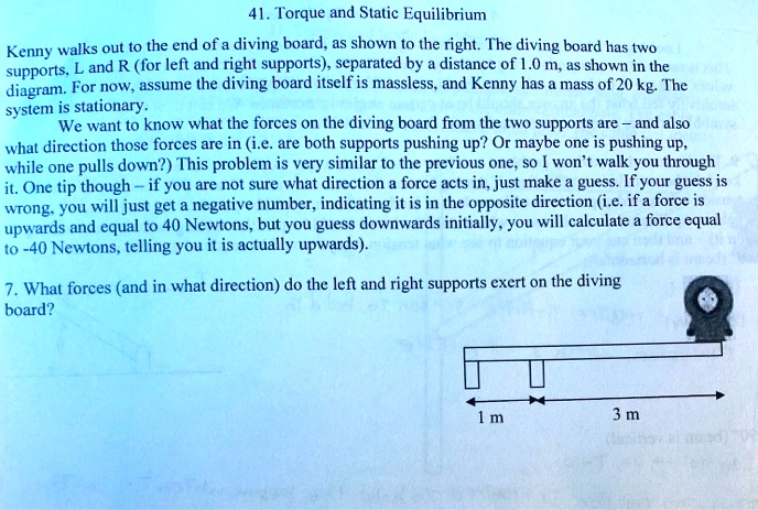SOLVED: Torque and Static Equilibrium Kenny walks out to the end of a ...