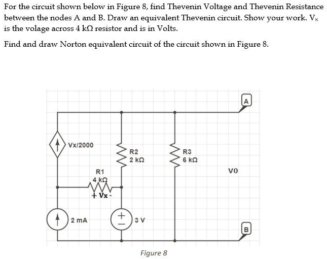 SOLVED: For the circuit shown below in Figure 8, find Thevenin Voltage and Thevenin Resistance ...