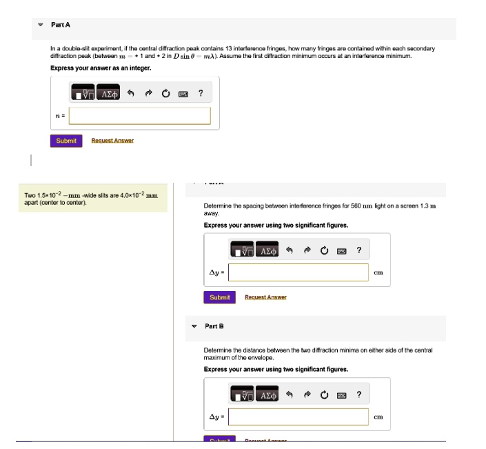 SOLVED: Texts: Part A In a double-slit experiment, if the central ...