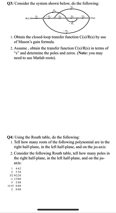 SOLVED: Q3: Consider the system shown below. Do the following: 1 ...