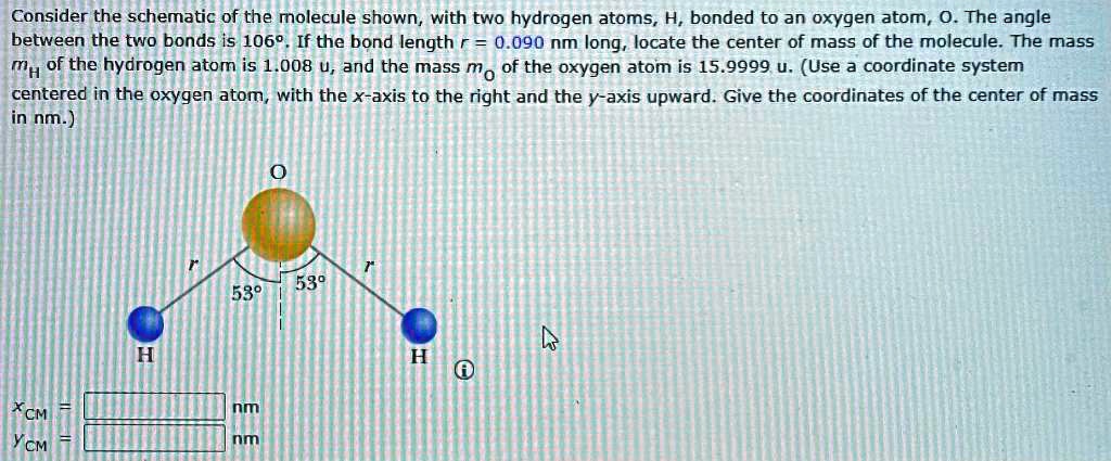consider the schematic of the molecule shown with two hydrogen atoms h ...