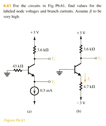 6.61 For the circuits in Fig. P6.61, find values for the labeled node voltages and branch ...