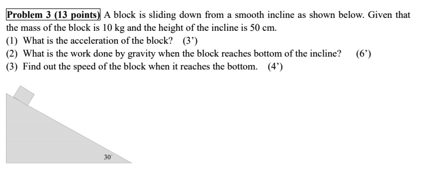 SOLVED: Problem 3 (43 points] A block is sliding down from a smooth ...