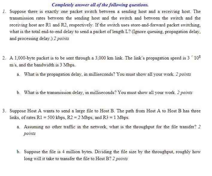 SOLVED: These questions are based on Computer Networks. Completely ...