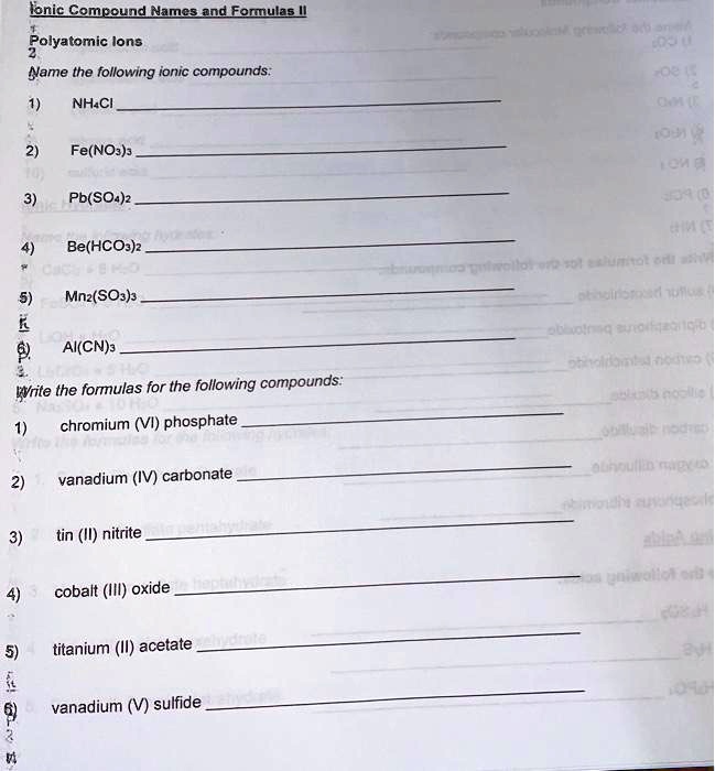 inic comeound nameg and fgnuls l polyatomic lons name the following ...