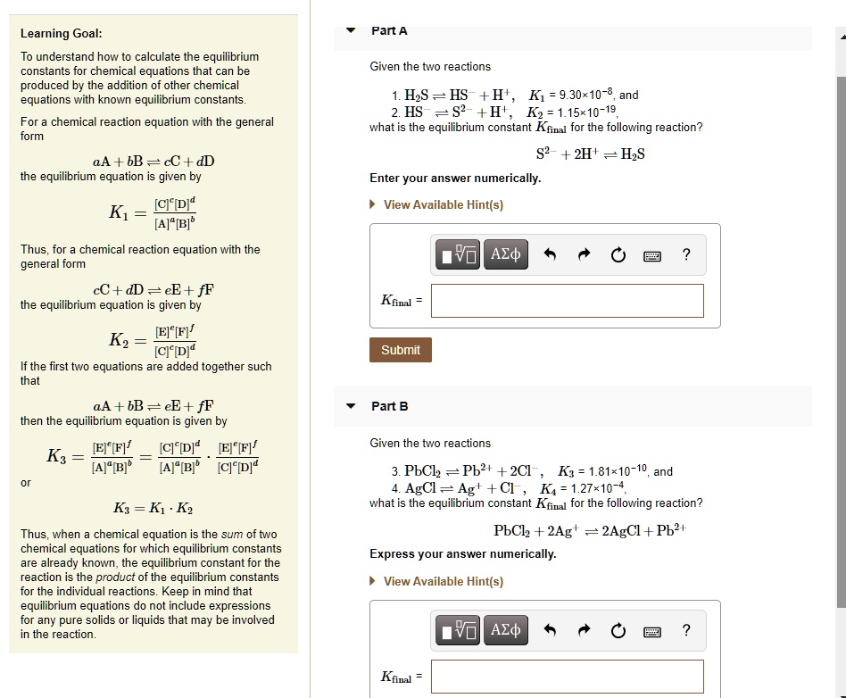 SOLVED:Learning Goal: To understand how to calculate the equilibrium ...