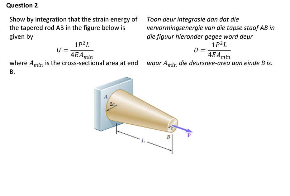 [GET ANSWER] Question 2 Show by integration that the strain energy of ...