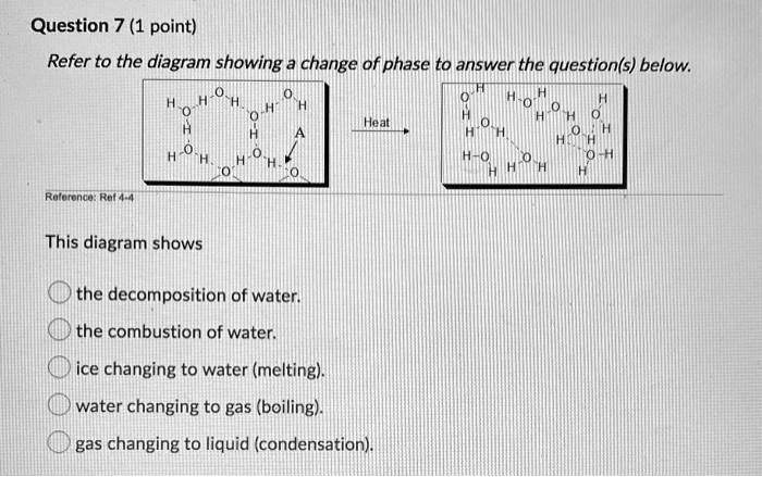 question 7 1 point refer to the diagram showing change of phase to ...