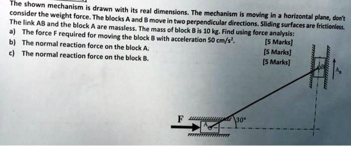SOLVED: The shown mechanism is drawn with its real dimensions. The ...