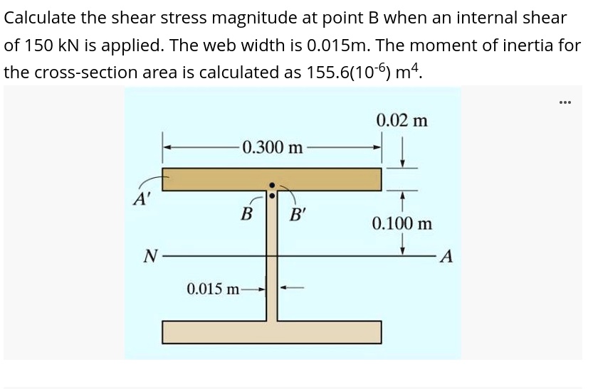 calculate the shear stress magnitude at point b when an internal shear ...