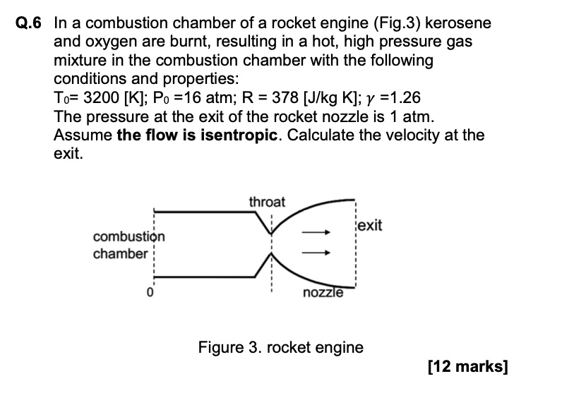 Q.6 In a combustion chamber of a rocket engine (Fig.3) kerosene and ...