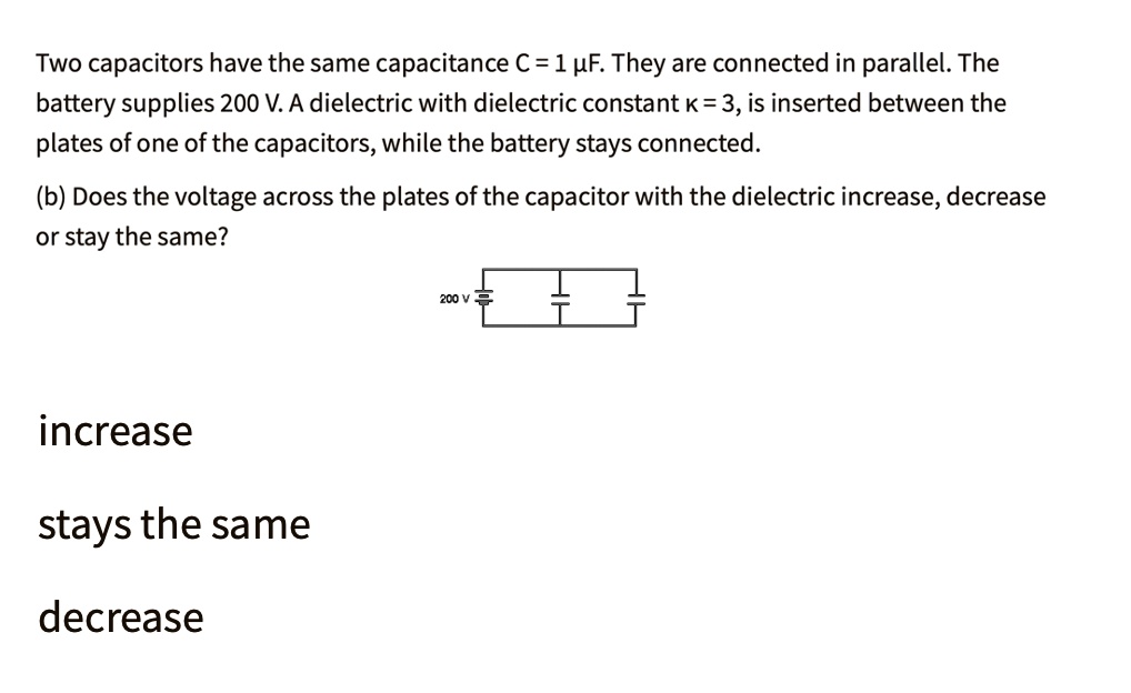 SOLVED:Two capacitors have the same capacitance C = 1 F: They are connected in parallel: The ...