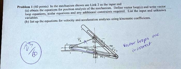 SOLVED: Problem 1 (60 points): In the mechanism shown, use Link 2 as the input and obtain the ...