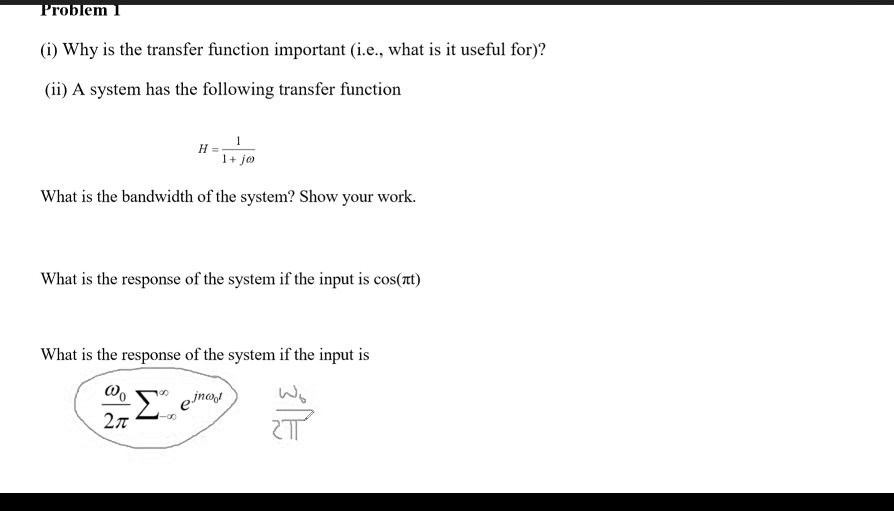 SOLVED: Why is the transfer function important, i.e. what is it useful ...