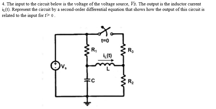 SOLVED: 4. The input to the circuit below is the voltage of the voltage source, Vs. The output ...