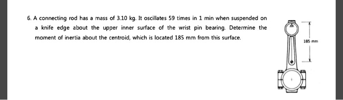 SOLVED: A connecting rod has a mass of 3.10 kg. It oscillates 59 times ...