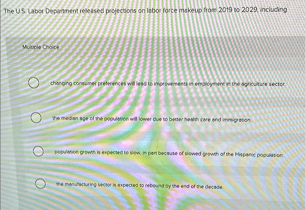 The U.S. Labor Department released projections on labor force makeup ...