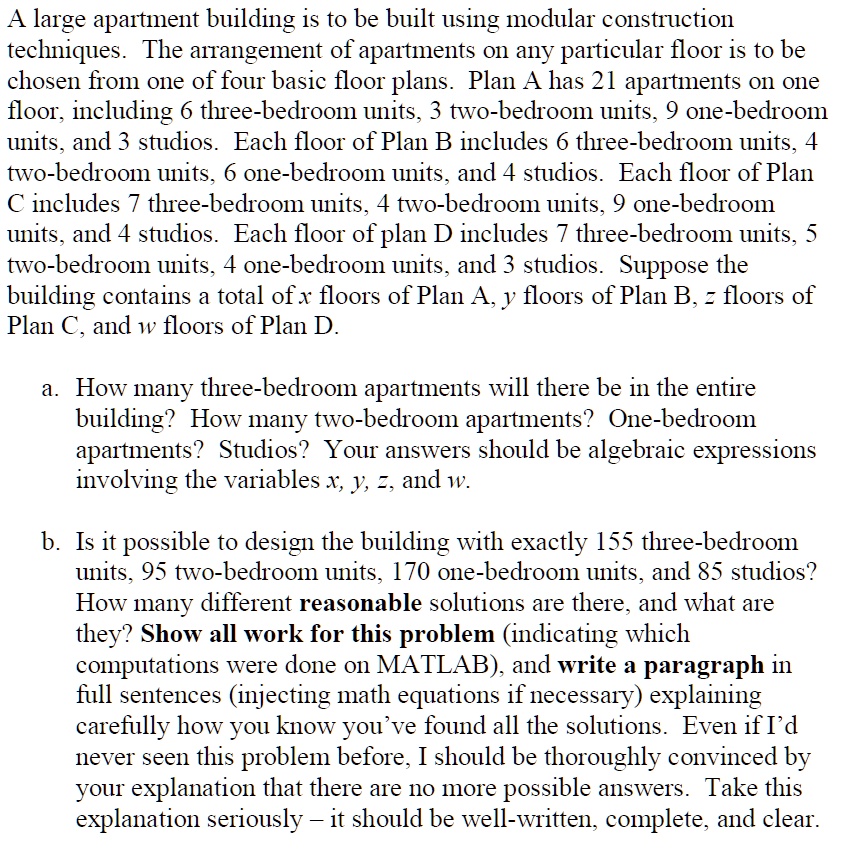 SOLVED:large apartment building is to be built using modular ...