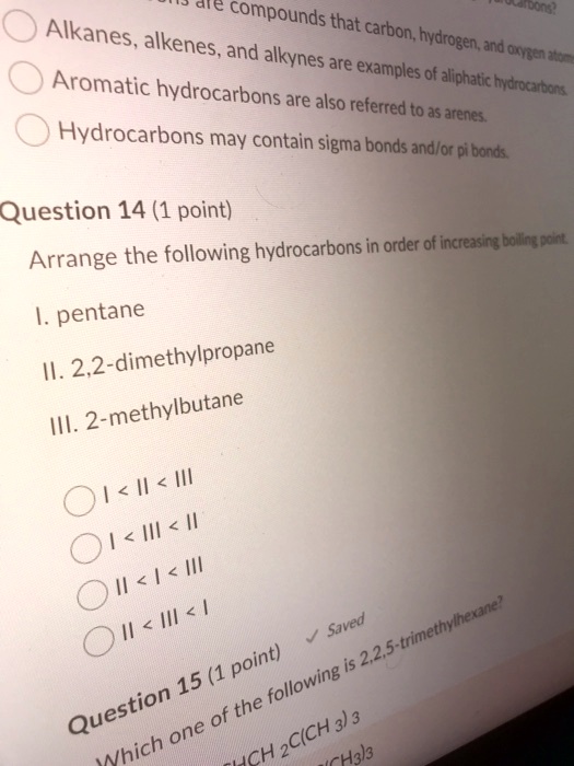 SOLVED: aie compounds Alkanes; that carbon; alkenes; chydrogen; and ...
