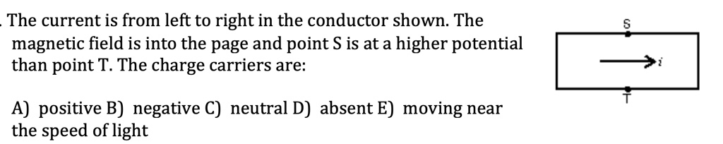 the current is from left to right in the conductor shown the magnetic ...