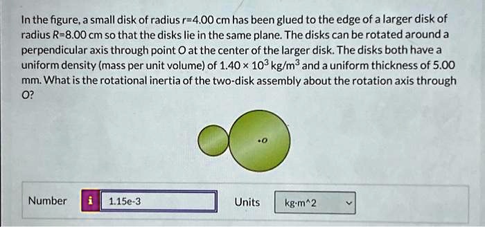 SOLVED: In the figure,a small disk of radius r=4.00 cm has been glued to the edge of a larger ...