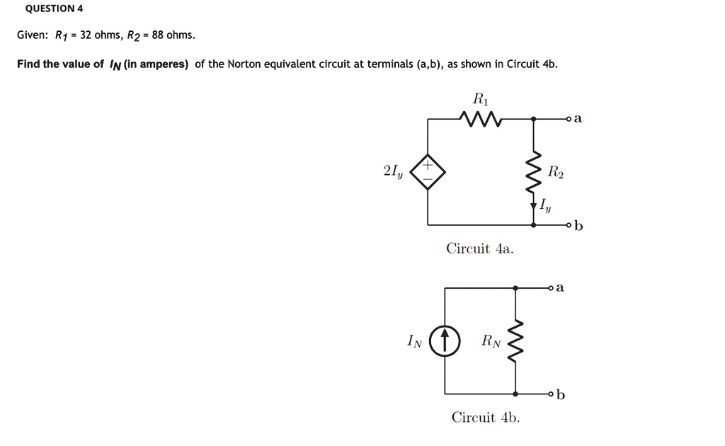 SOLVED: QUESTION 4 Given: R1 = 32 ohms, R = 88 ohms Find the value of IN (in amperes) of the ...