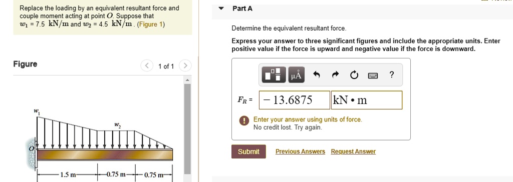 SOLVED: Replace the loading by an equivalent resultant force and couple ...