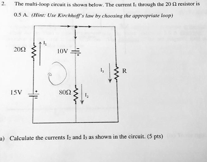 SOLVED:The multi-loop circuit is shown below The current through the 20 resistor is 0.5 A. (Hint ...