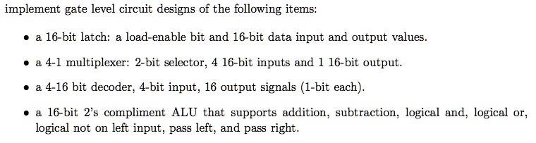 SOLVED: Implement gate-level circuit designs of the following items ...